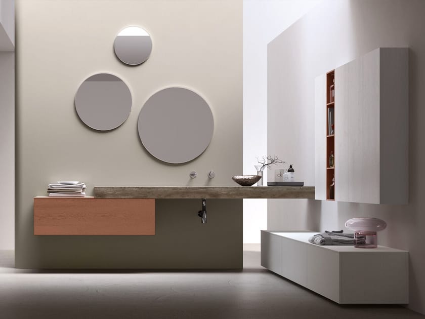 POLLOCK - COMPOSIZIONE 76 Wooden vanity unit with mirror By Arcom