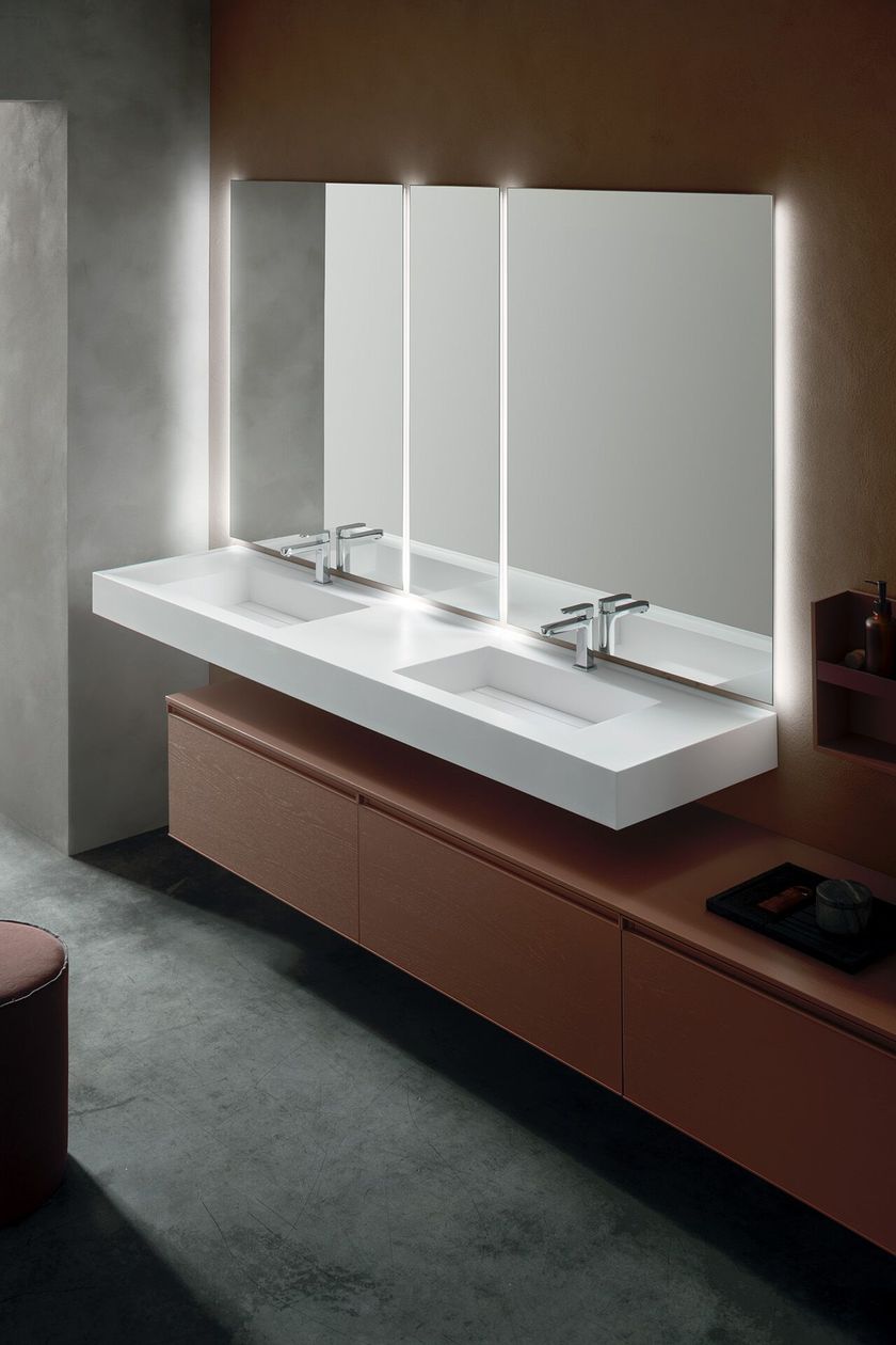 RAIL - COMPOSIZIONE GOLA 14 Mobile lavabo doppio sospeso con cassetti By Arcom