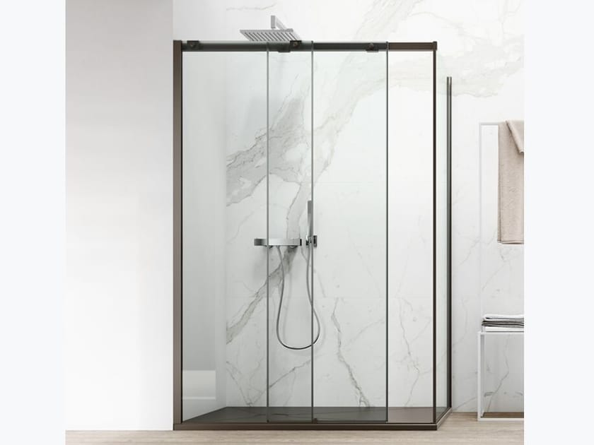 S8 Box doccia rettangolare angolare con porta scorrevole By Arcom