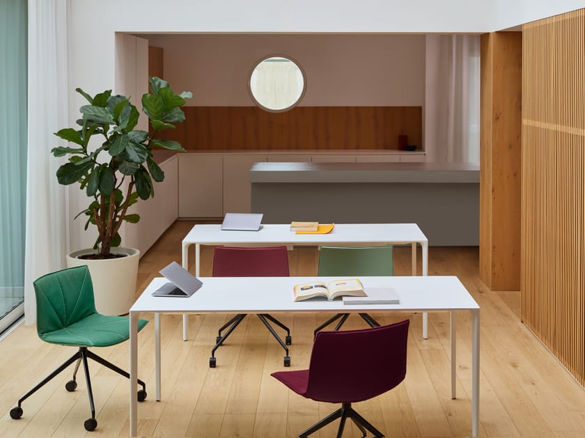 CATIFA (RE) 53 Trestle-based polypropylene office chair with castors By ...