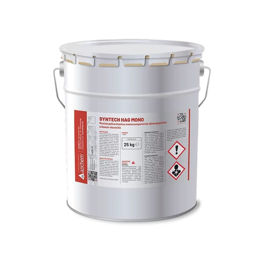 Resina poliuretanica monocomponente idroespansiva a bassa viscosità SYNTECH HAG MONO - Azichem ...