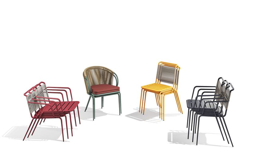 KISSI Powder coated steel chair with integrated cushion By BABEL D ...