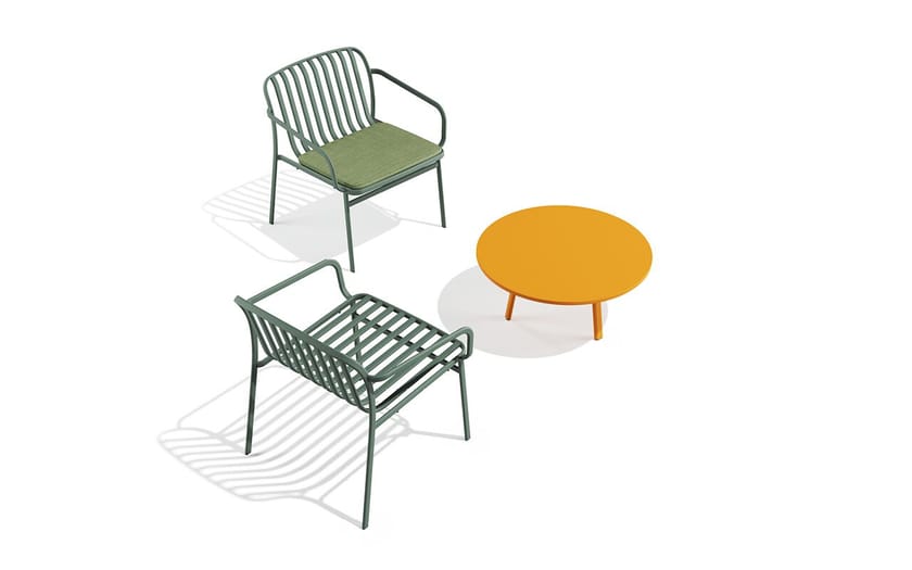 KANO Stackable steel easy chair with armrests By BABEL D