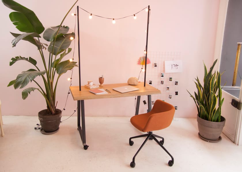 Scrivania rettangolare in acciaio e legno con ruote BABY GUINGUETTE By ...