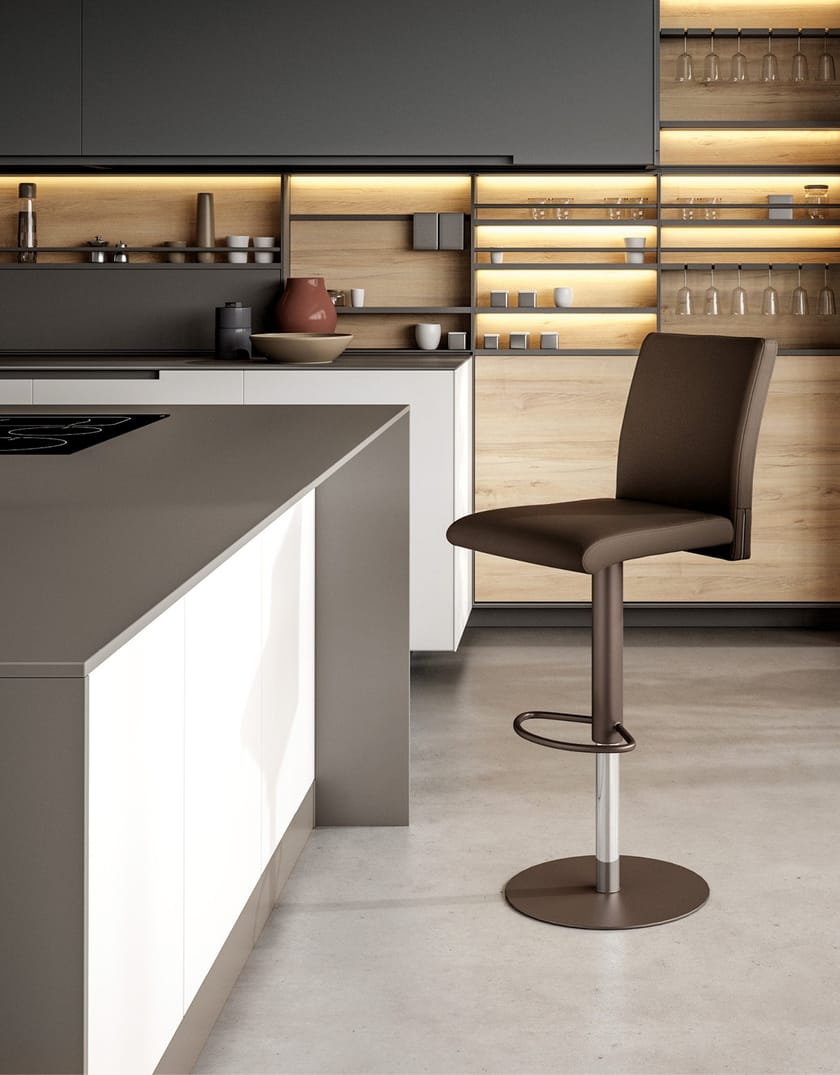 BALI Eco-leather stool with gas lift By EASYLINE | design Studio Ozeta