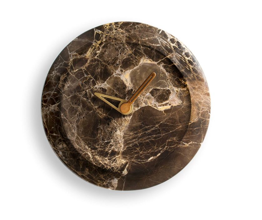 BARI | Dark Emperador marble clock Wall-mounted Dark Emperador marble ...