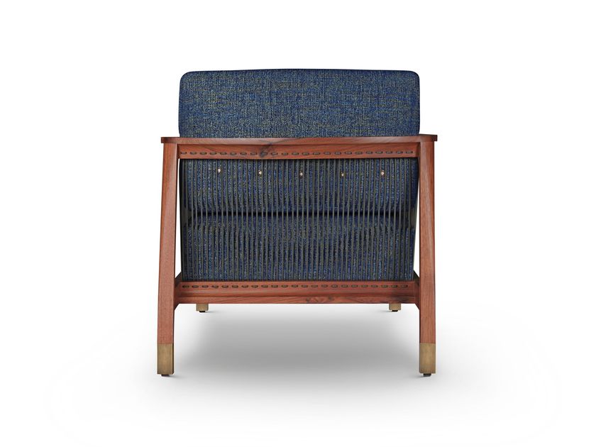 Upholstered fabric and walnut armchair with armrests BARRA By MADHEKE