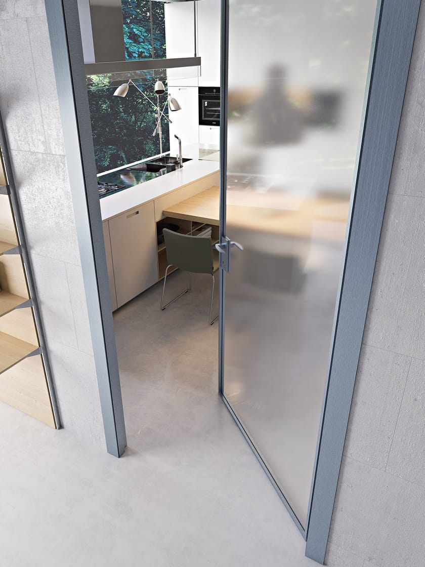 Porta a battente a filo muro in alluminio e vetro BATTENTE 45 - Ponzio ...