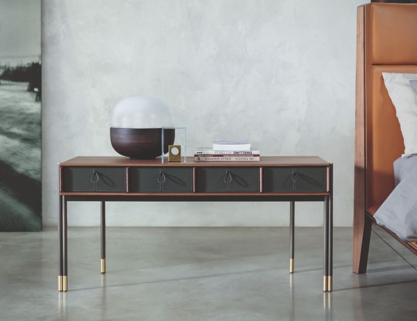 BAYUS 2 Rectangular walnut bedside table with drawers By Porada ...