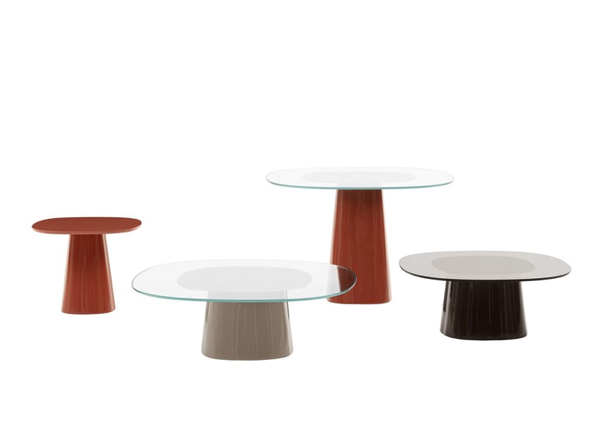 ALLURE O’ DOT Square polyurethane table with tempered glass top By B&B ...