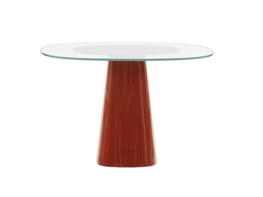 ALLURE O’ DOT Square polyurethane table with tempered glass top By B&B ...