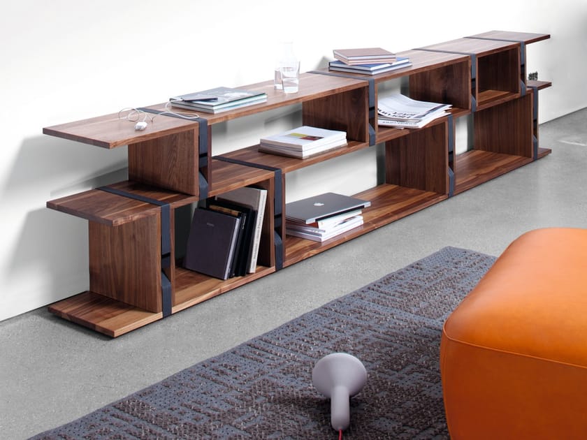 Open sectional wooden bookcase BB21 STRAP By JANUA design Bernd Benninghoff