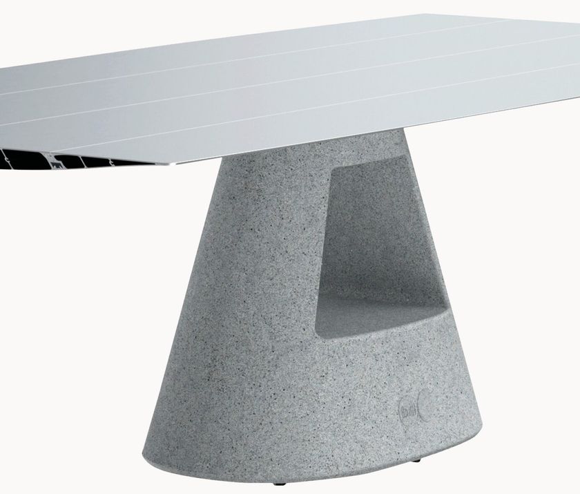 TABLE B 120/150 - CONCRETE Rectangular aluminum and cement dining table ...