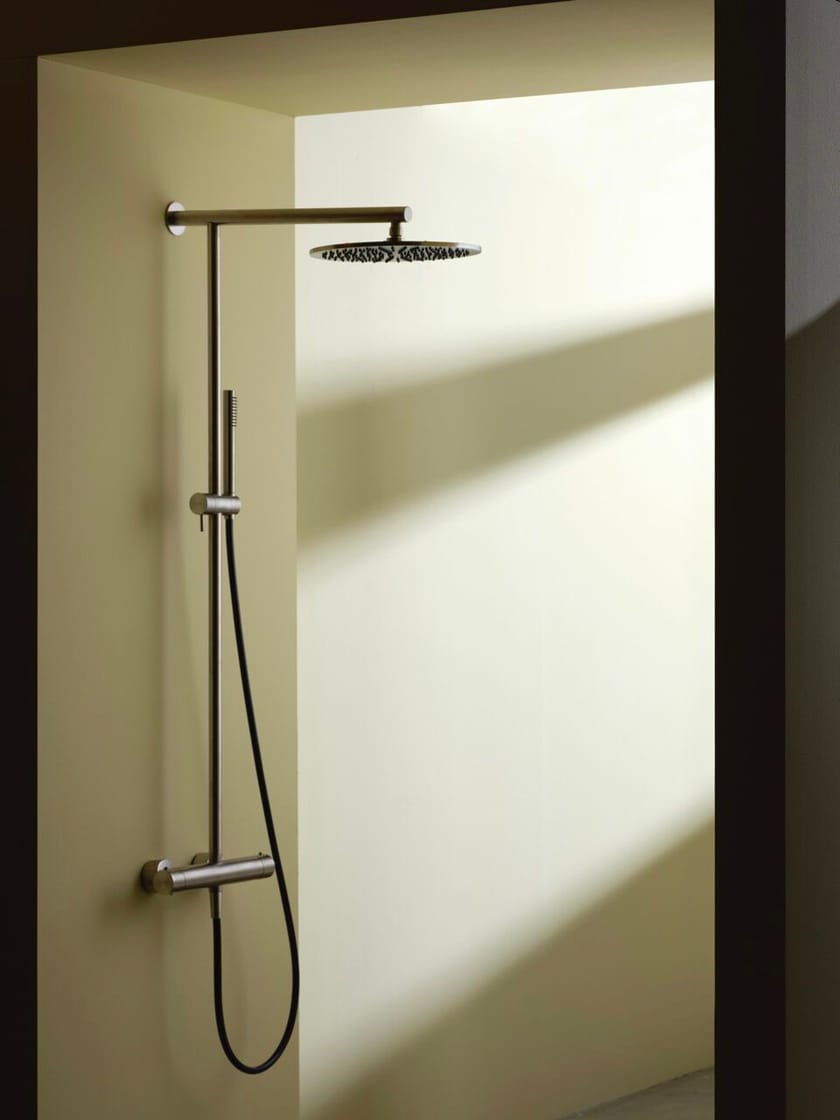 LEVEL LVL40 Colonna doccia termostatica a parete in acciaio inox con doccetta By BEAMTECH