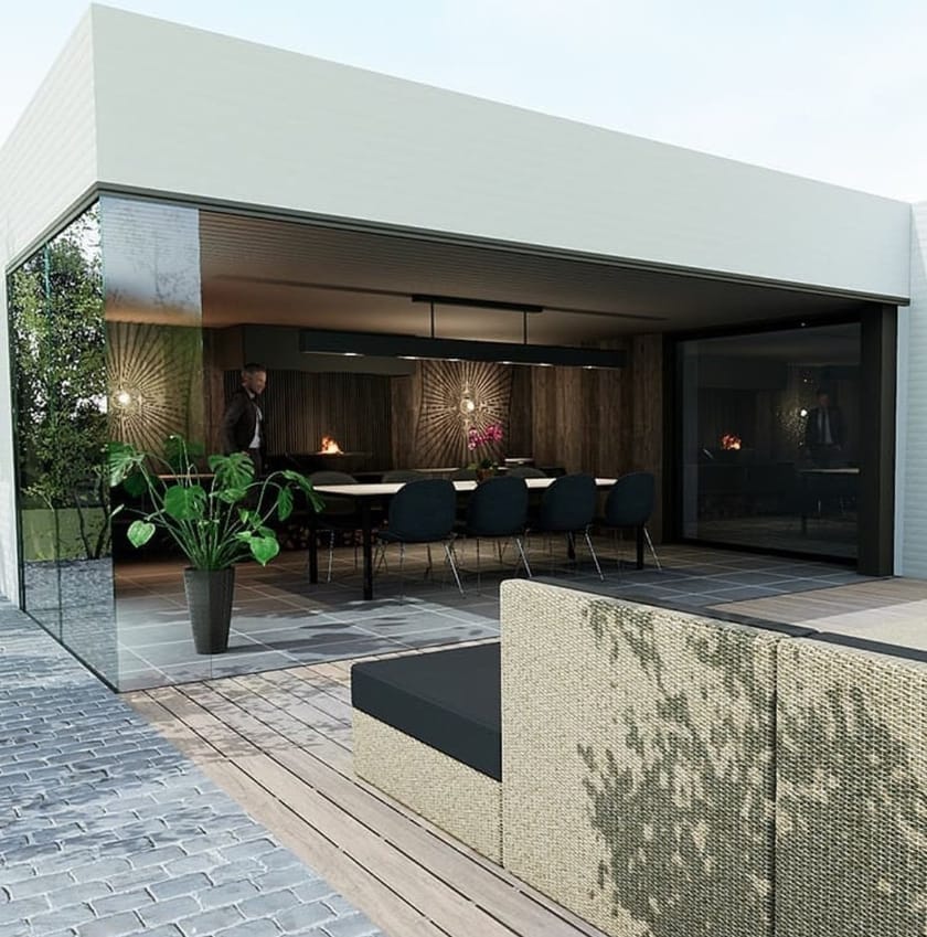 Outdoor powder coated aluminum pendant lamp with heating BEEM Beem ...