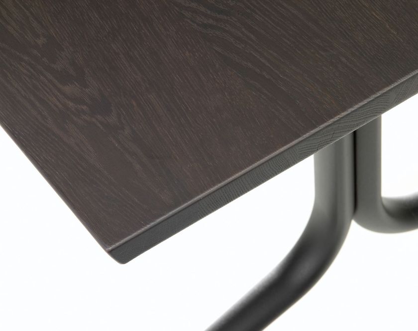 BELLEVILLE TABLE BISTRO Square table with steel base and wooden top By ...