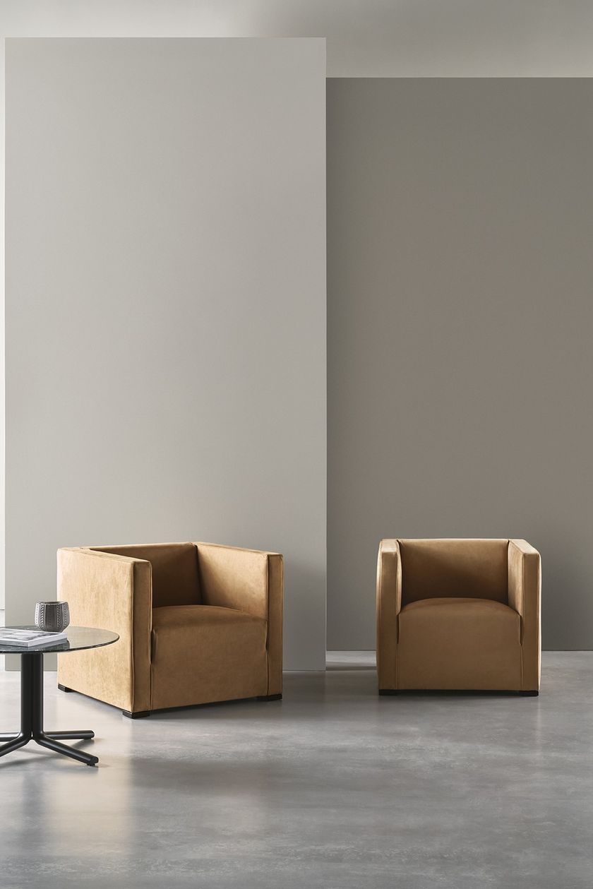 BELMON Fabric armchair with removable cover By Meridiani