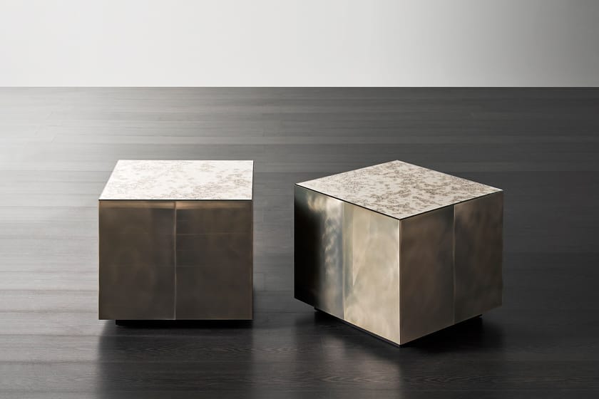 BELT | Square coffee table Square brass coffee table By Meridiani