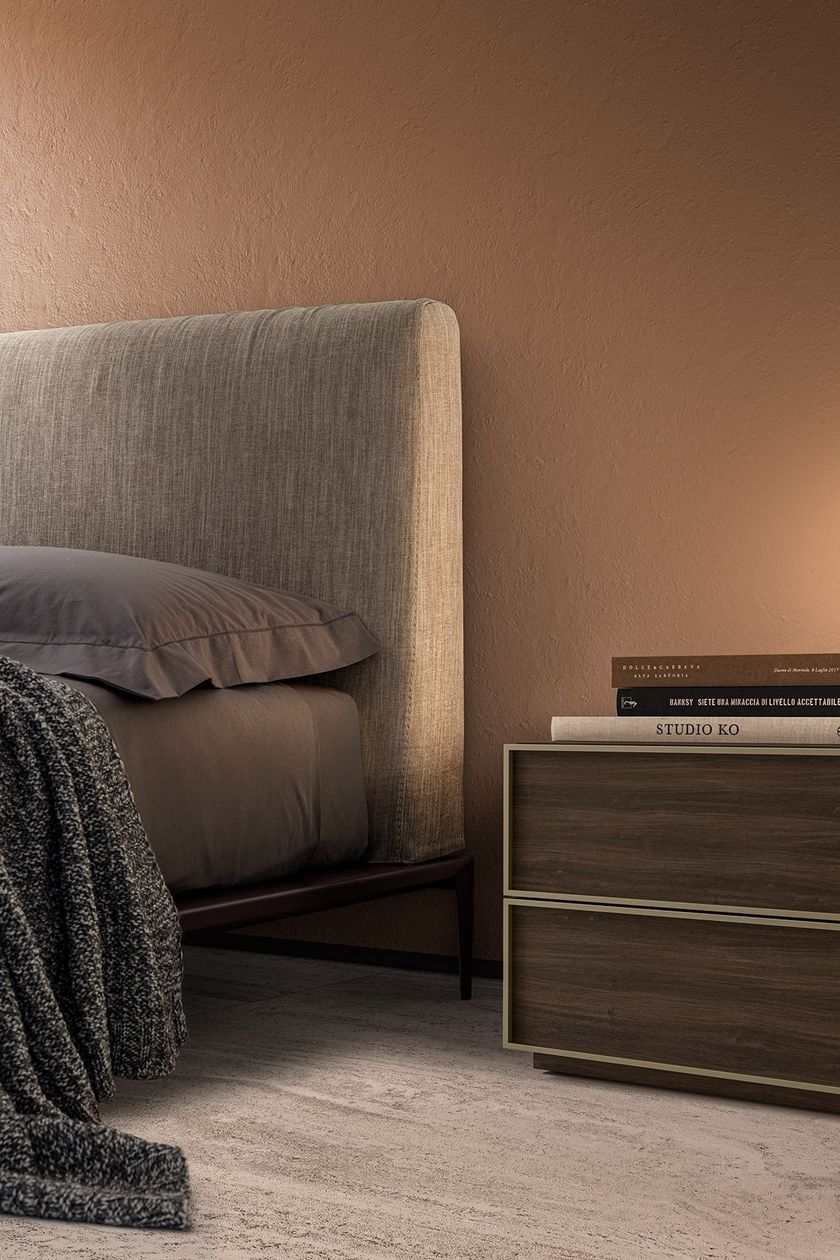 Titanium bed with upholstered headboard BEND Night Complements ...