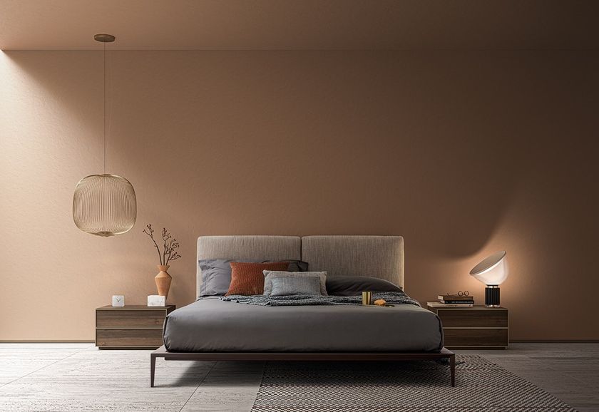 Titanium bed with upholstered headboard BEND Night Complements ...
