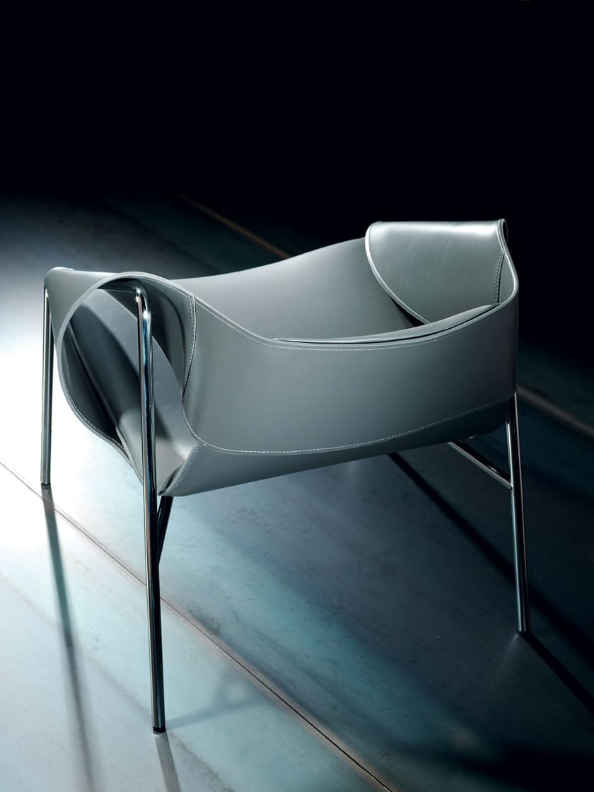 BEND | Leather armchair By Italy Dream Design