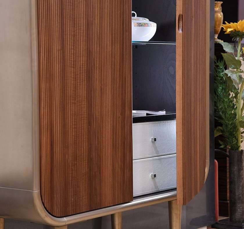 Walnut highboard with doors BENT By Arnaboldi Interiors