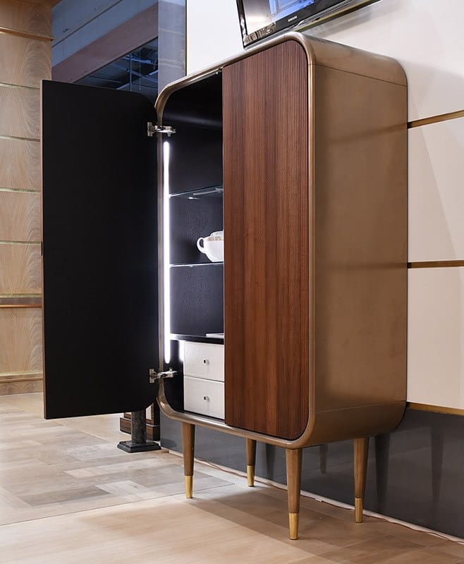 Walnut highboard with doors BENT By Arnaboldi Interiors