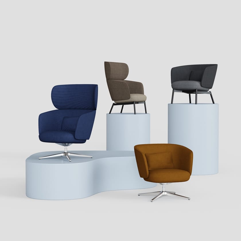 BEOS | Easy chair Armchair with fabric armrests and steel base By grado ...