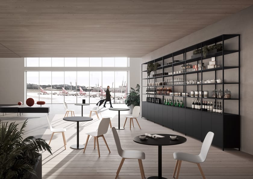 BIBLOS GRID Open Modular aluminium and wood office shelving By Martex