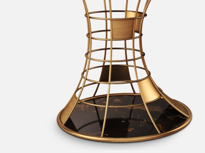 Round brass and marble side table BIRD HOUSE By Porustudio