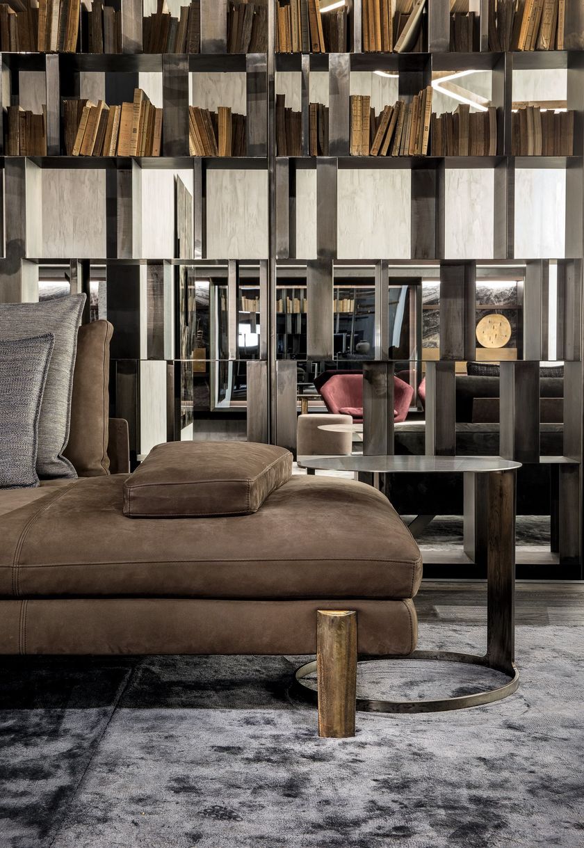 Floor-ceiling mounted metal bookcase BISTROT S By Henge design Massimo ...