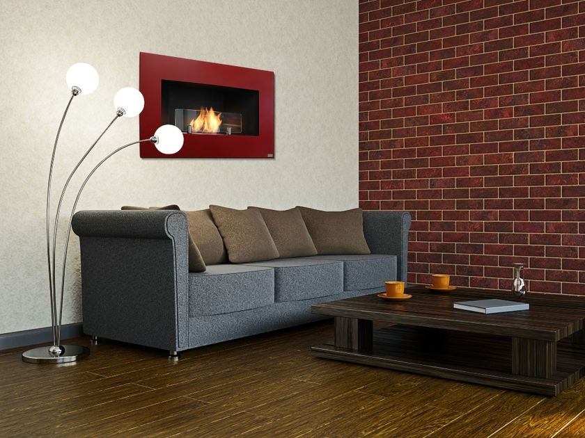 Built-in bioethanol fireplace with panoramic glass BKS By bioKamino