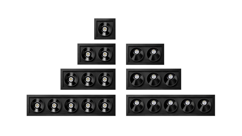 BLACK FOSTER ASYMMETRIC RECESSED 2 Recessed LED multiple aluminium ...