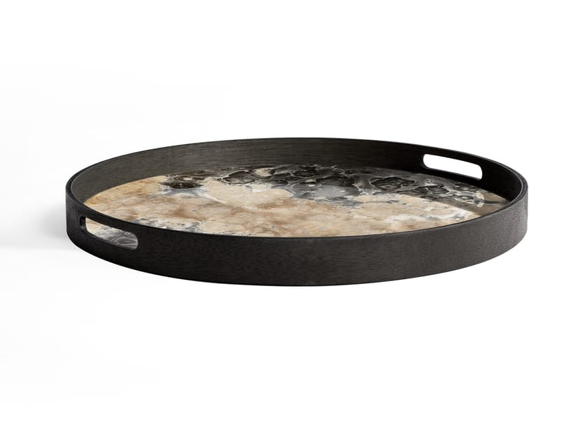 BLACK ORGANIC Round glass tray By Ethnicraft | design Dawn Sweitzer