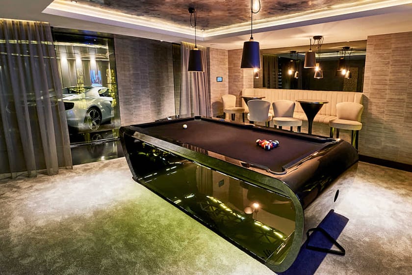 BLACKLIGHT Rectangular stainless steel pool table By Billards Toulet