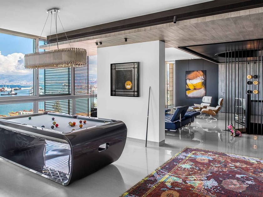 BLACKLIGHT Rectangular stainless steel pool table By Billards Toulet