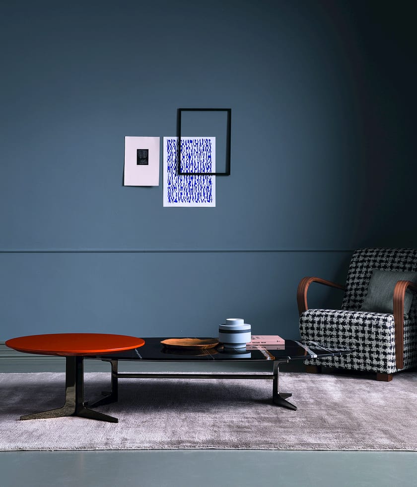 BLAKE Low oval marble coffee table By Bodema | design Adriano Castiglioni