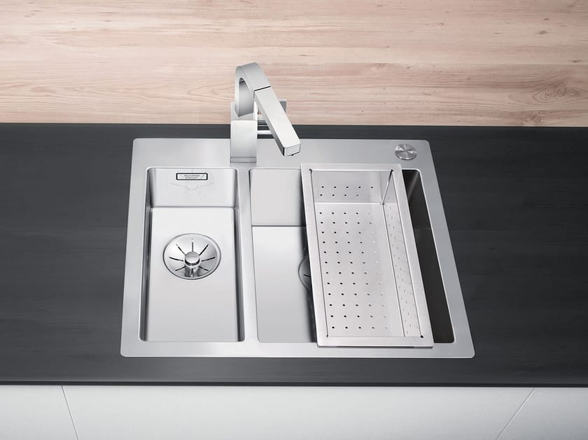 1 1/2 bowl flush-mounted stainless steel sink BLANCO CLARON 340/180-IF ...