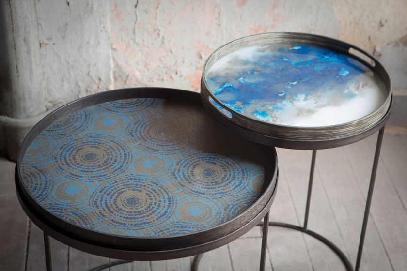 Round glass tray BLUE MIST ORGANIC Tribal Quest Collection By Notre ...