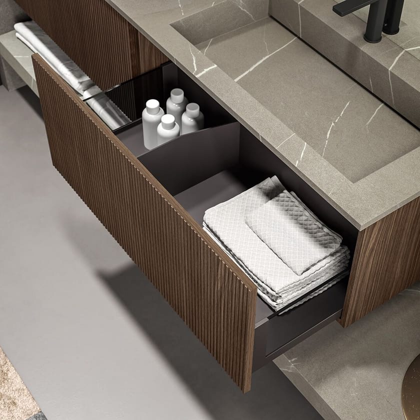 Mobile lavabo doppio sospeso con specchio DFLY 02 - BMT - Edilportale