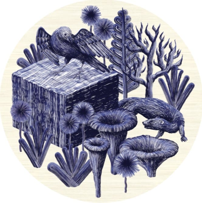 Beech wood and HPL side table BOCAGE BELETTE INDIGO M Paysages ...