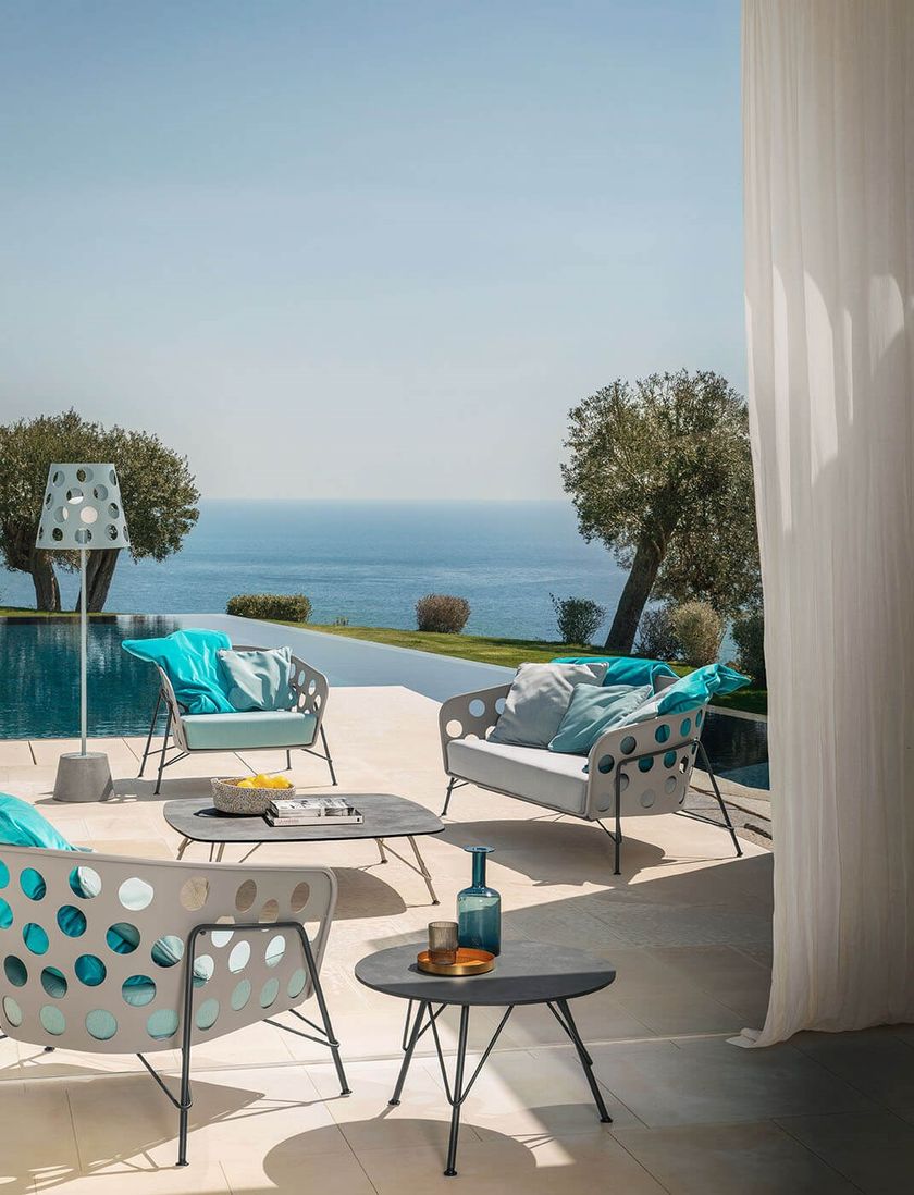 BOLLE 2 seater painted metal garden sofa By Midj | design Paola Navone