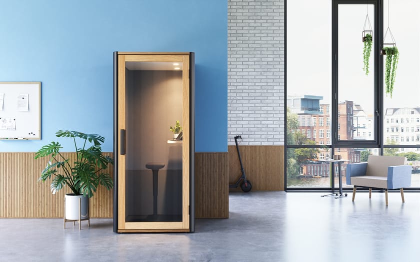 Acoustic wooden office booth BOSSELINO By Bosse