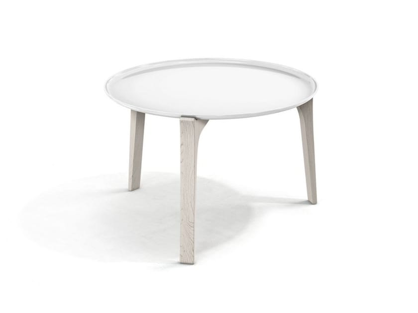 BOW Round coffee table with oak base and aluminum top By Roche Bobois ...
