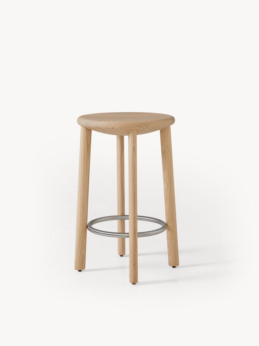 BOWL Walnut stool with footrest By BassamFellows