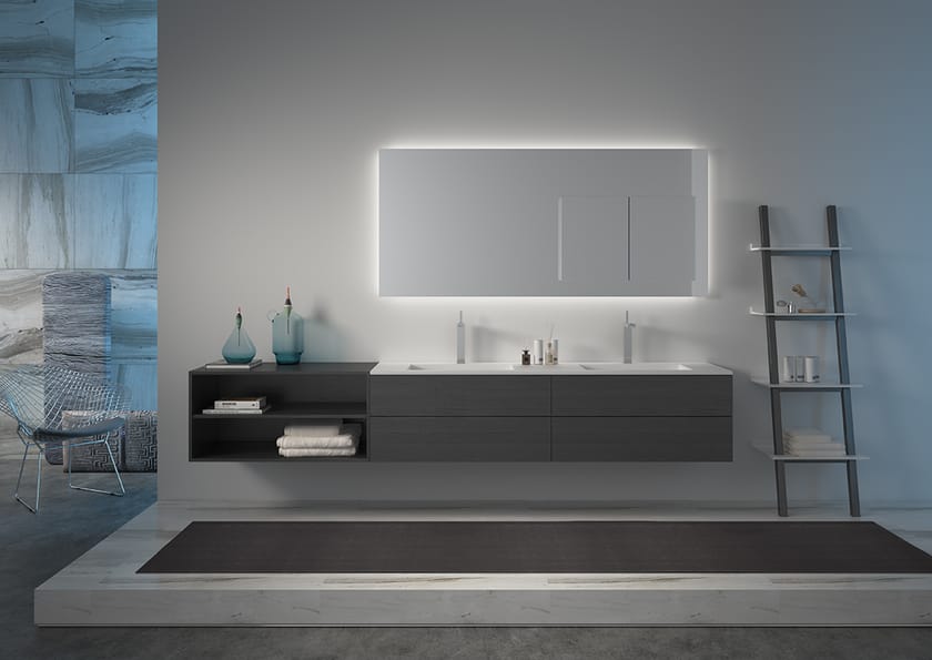 BOX LINE | Double vanity unit Double wall-mounted wooden vanity unit By ...