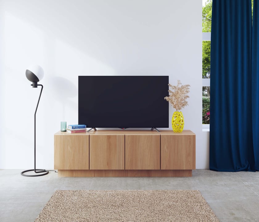 BOXY Multi-layer wood TV cabinet with doors By Radis | design Raul Abner