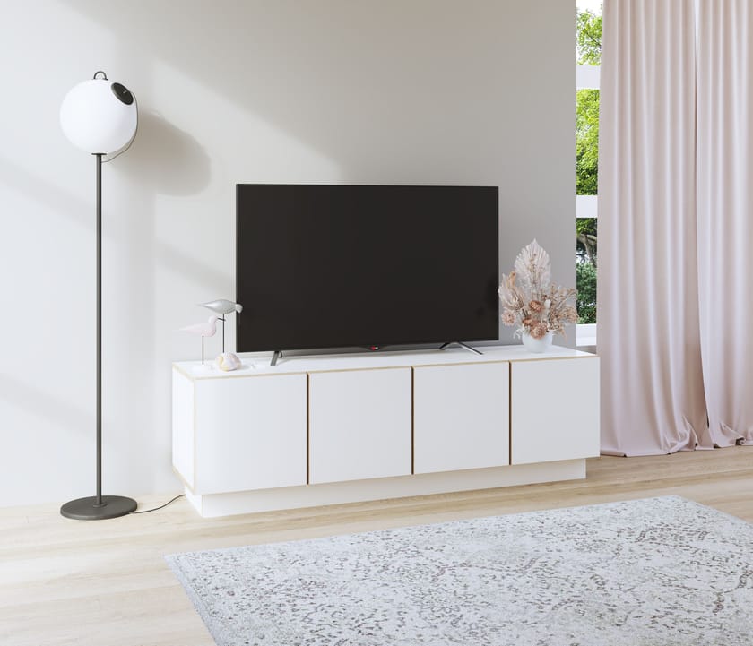 BOXY Multi-layer wood TV cabinet with doors By Radis | design Raul Abner