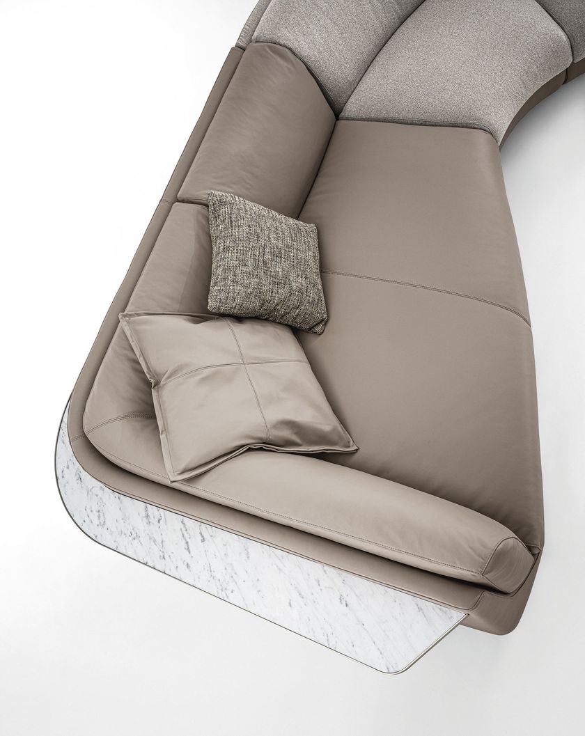 BRAVERY Corner leather and fabric sofa By Longhi | design Ben Wu