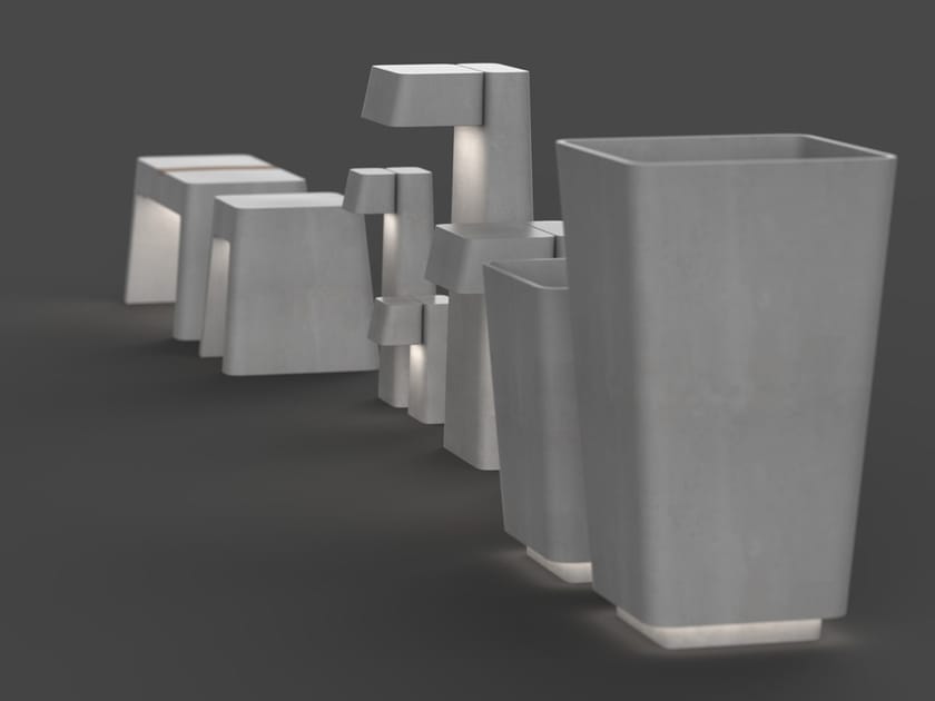 BRENTA Cement bench with Integrated Lighting By Neri | design Emo Design